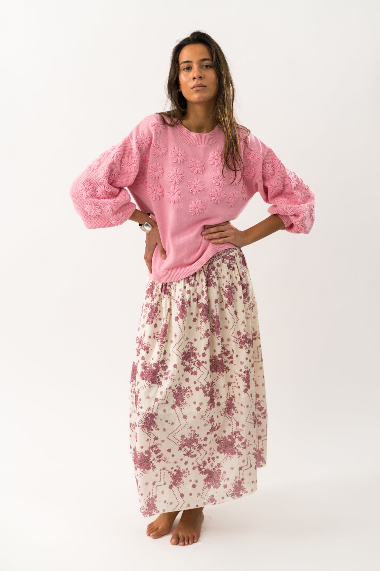 MusaLL Knit Jumper - Pink Jumper flower embroidery | Lollys Laundry